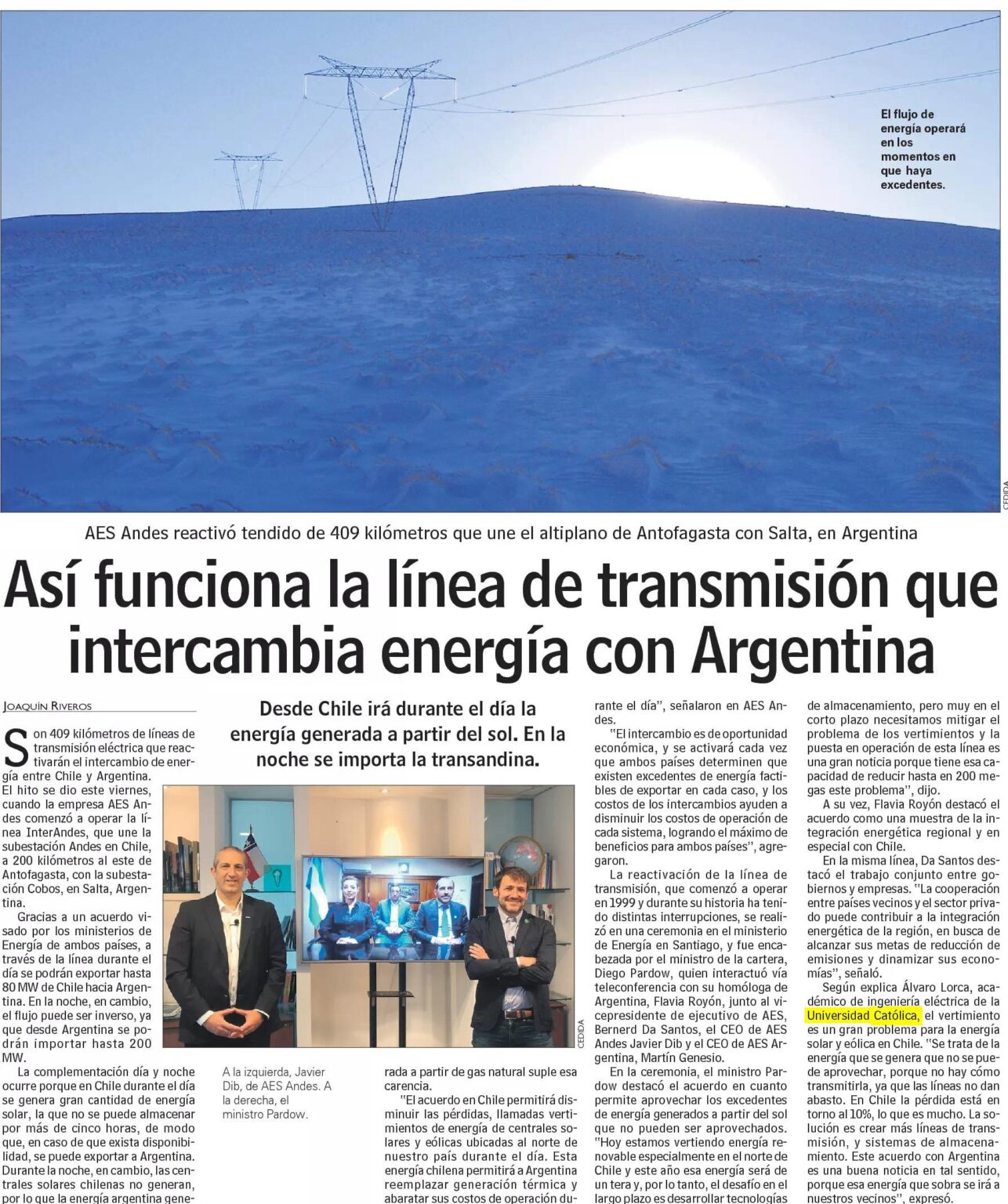 Así funciona la línea de transmisión que intercambia energía con ...