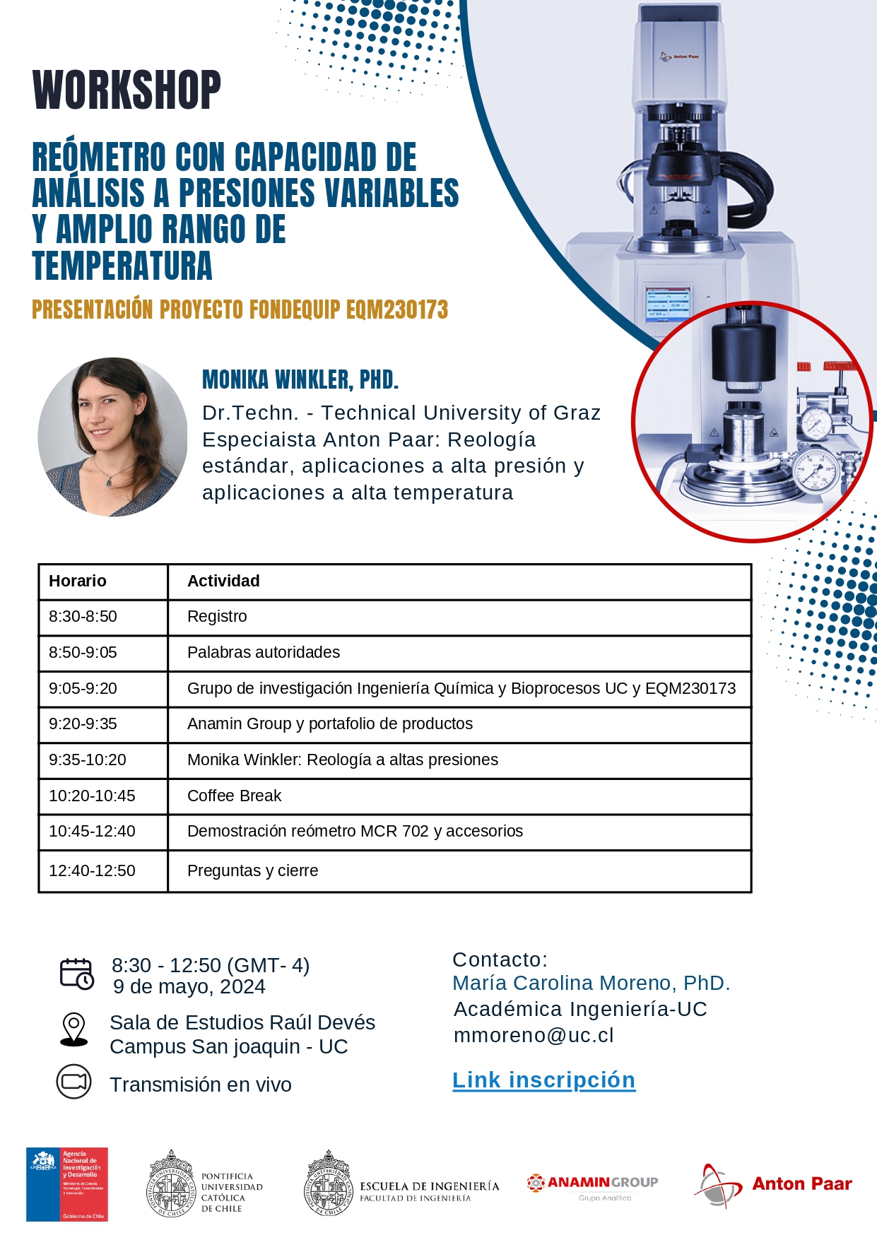 [Workshop]: Reómetro con capacidad de análisis a presiones variables y amplio rango de ...